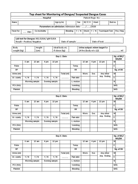 Dengue Management Guideline 2020 Training Materials Top Sheet Pdf