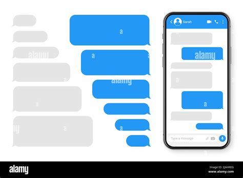 Realistic Smartphone With Messaging App Blank Sms Text Frame Conversation Chat Screen With