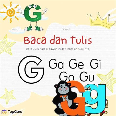 Baca And Tulis Huruf G Kelas 1 Huruf And Kata