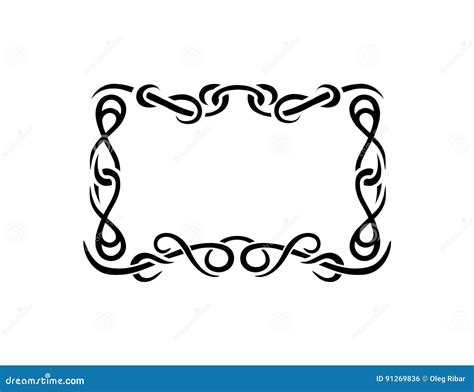 Vintage Calligraphic Square Frame Decorative Floral Border Element With Flourishes Stock Vector