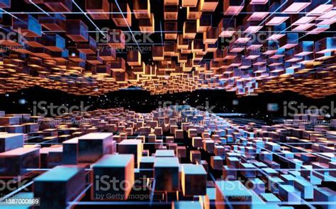 입방 사이버 펑크 공간 개념 형상 배경 3d 렌더링 금색에 대한 스톡 사진 및 기타 이미지 금색 우주선 디지털 생성 이미지 Istock