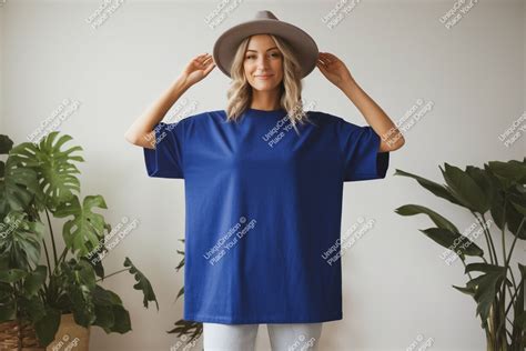 Woman Wearing Blue T Shirt And Hat Mocku Graphic By Undesigns