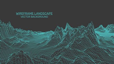 Premium Vector Abstract Landscape Background Mesh Structure Polygonal Wireframe Background