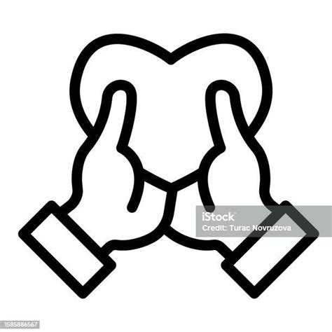 하트 라인 아이콘 발렌타인 데이 컨셉 화이트 배경에 손에 하트를 들고 있는 남자 개요 스타일의 모바일 컨셉 웹 디자인으로 사랑 아이콘을 제공합니다 벡터 그래픽 건강관리와