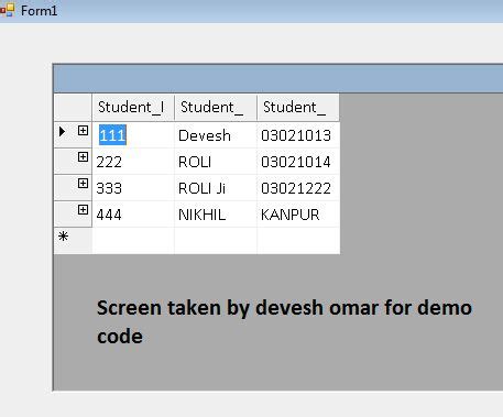 Nested DataGrid In C Window Forms
