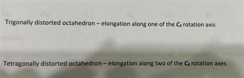 Solved Trigonally Distorted Octahedron Elongation Along