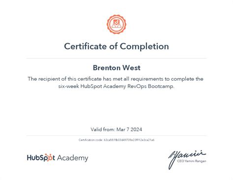 Brenton West On Linkedin Hubspot Academy Revops Bootcamp Certification