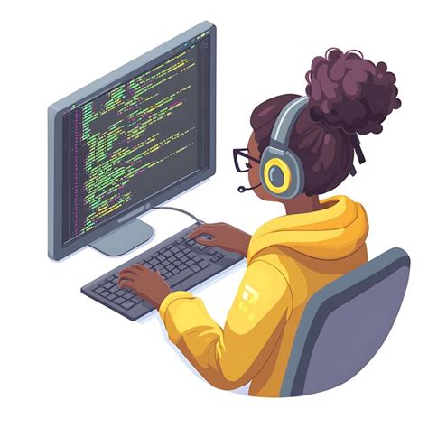 Female Programmer Working On Code On A Computer Premium Ai Generated Image