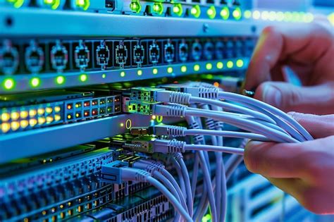 Close Up Of Hands Crimping Ethernet Cables For Server Connections Premium AI Generated Image