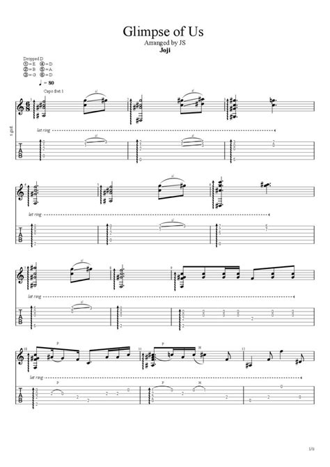 Glimpse Of Us Joji Fingerstyle Guitar Cover Tab Js Wave Fingerstyle