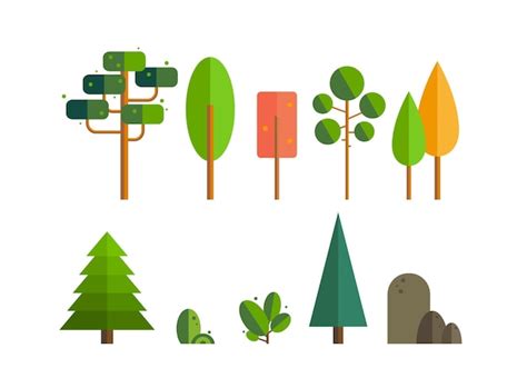 Premium Vector Set Trees With Flat Design