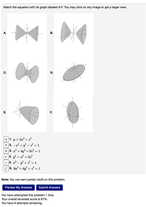 solved match the equation with its graph labeled a f you