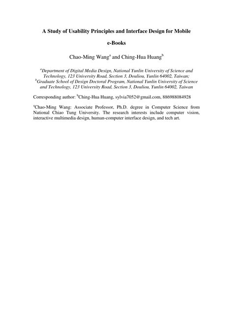Pdf A Study Of Usability Principles And Interface Design For Mobile E
