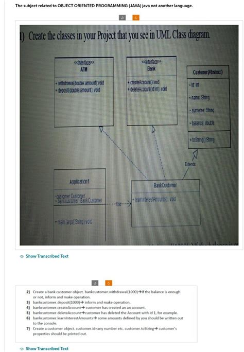 Solved The subject related to OBJECT ORIENTED PROGRAMMING | Chegg.com