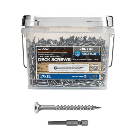 Camo 2 In 8 316 Stainless Steel Premium Star Drive Bugle Head Deck