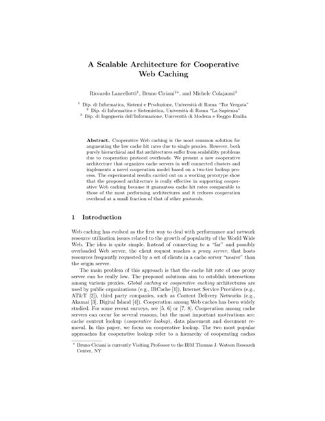 Pdf A Scalable Architecture For Cooperative Web Caching