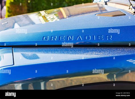 Close Up View Of Grenadier Emblem On The Hood Of New Ineos Grenadier