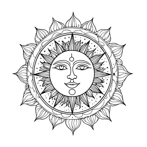 Premium Vector Mandala Sun And Moon Vector Illustration