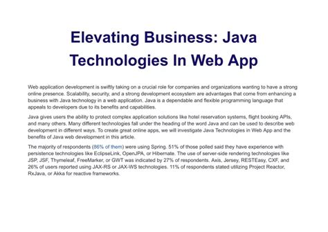 PPT Elevating Business Java Technologies In Web App PowerPoint Presentation ID