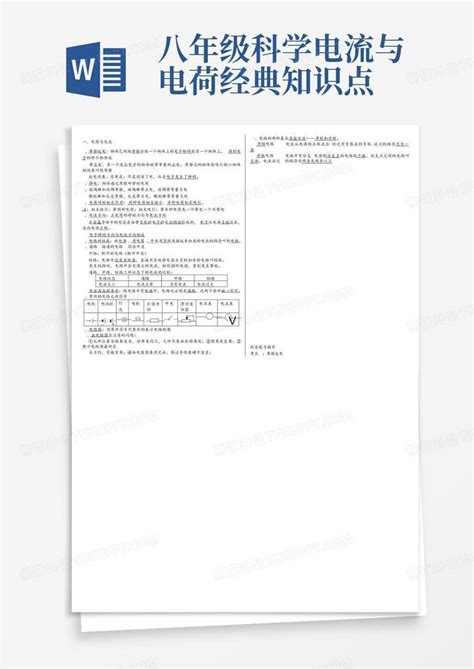 八年级科学电流与电荷经典知识点word模板下载 编号lkxwjkke 熊猫办公