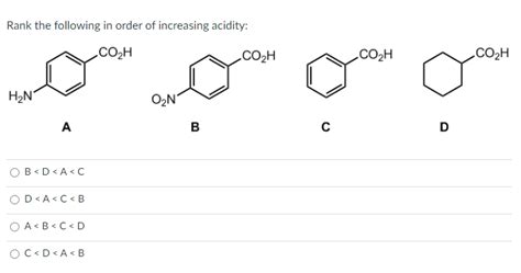 Solved Rank the following in order of increasing acidity: | Chegg.com