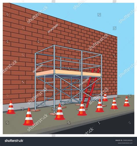 3d View Vector Illustration Scaffolding Construction Stock Vector Royalty Free 2505109183