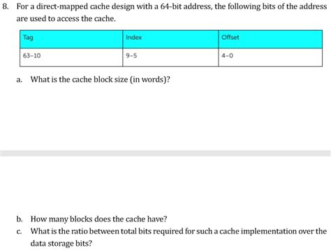 Solved For A Direct Mapped Cache Design With A Bit Chegg