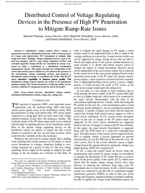 19 Distributed Control Of Voltage Reg Ulating Devices In The Presence Of High Pv Penetration