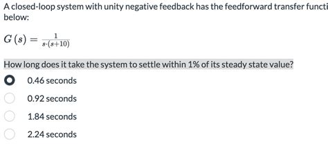 Solved A Closed Loop System With Unity Negative Feedback Has Chegg