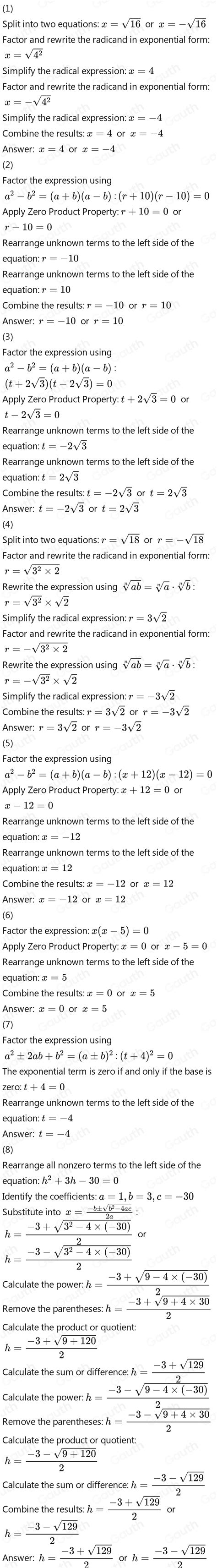 Solved Directions Solve The Following Quadratic Equations By Extracting The Square Roots 1 X
