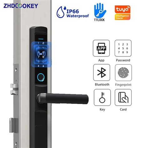 알루미늄 슬라이딩 도어 스마트 잠금 장치 외부 방수 투야 와이파이 Ttlock 지문 Ic 카드 암호 푸시 풀 전자 도어락 Aliexpress