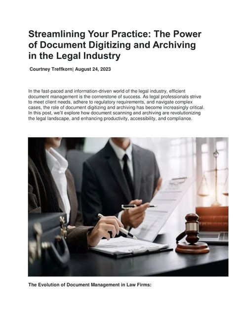 PPT The Power Of Document Digitizing And Archiving In The Legal Industry PowerPoint