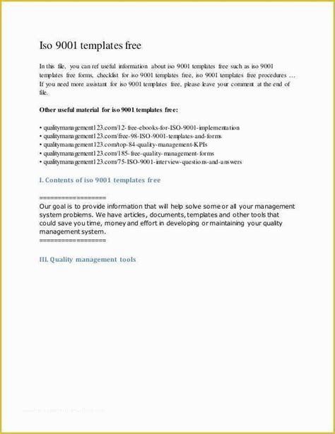 Iso 9001 Forms Templates Free Of Iso Documentation Toolkit Heritagechristiancollege
