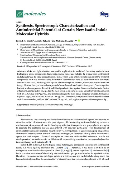 Pdf Synthesis Spectroscopic Characterization And Antimicrobial Potential Of Certain New