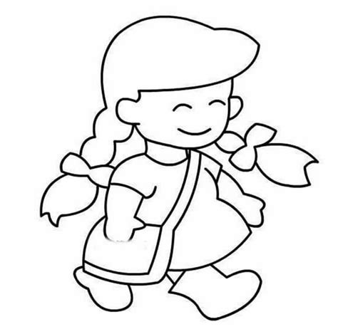 背书包的小女孩简笔画 背书包上学的小女孩怎么画 毛毛简笔画