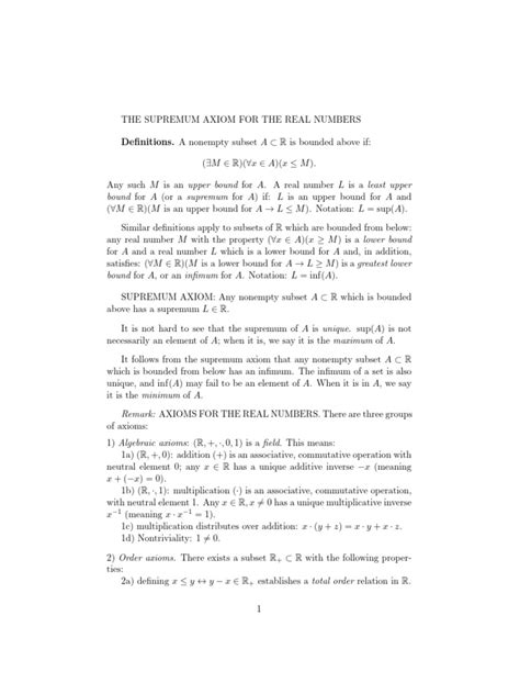 Supremum Pdf Algebra Mathematical Analysis