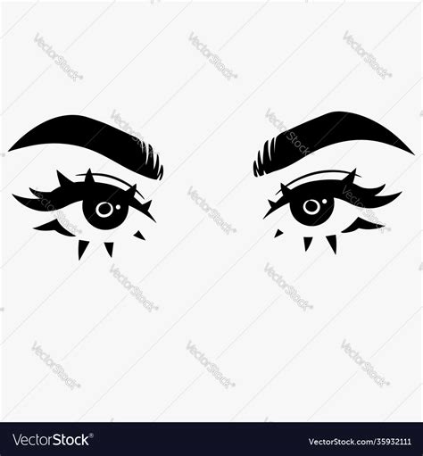 Beautiful Cute Female Eyes In Cartoon Style Vector Image