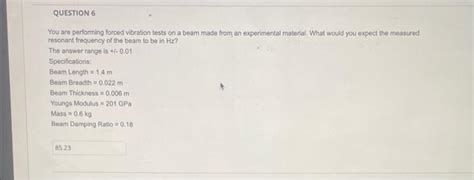 Solved You Are Performing Forced Vibration Tests On A Beam