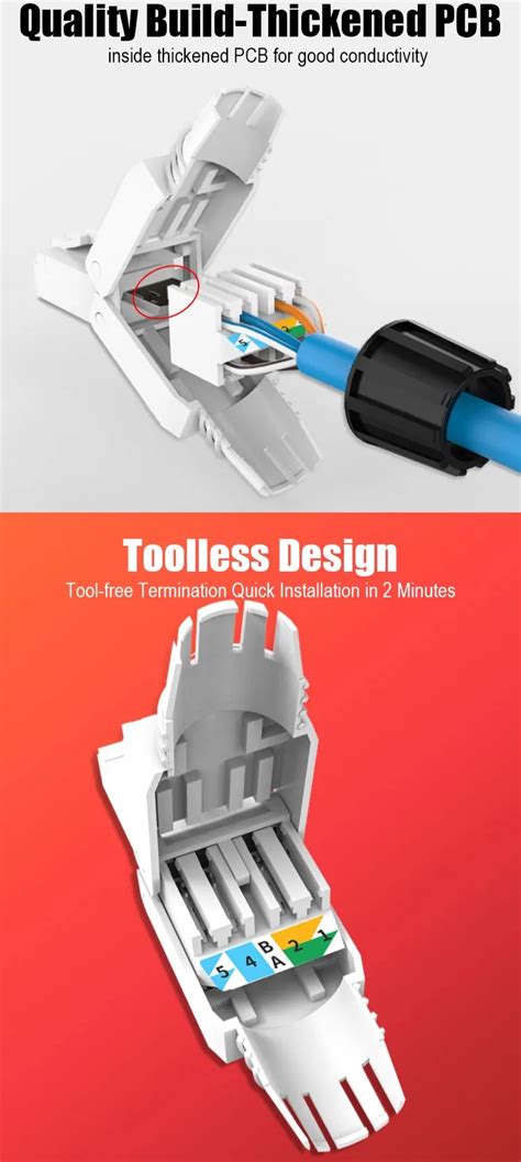 Gcabling RJ P C Network Modular Plug Cat UTP Toolless Ethernet Cat A RJ Connectors