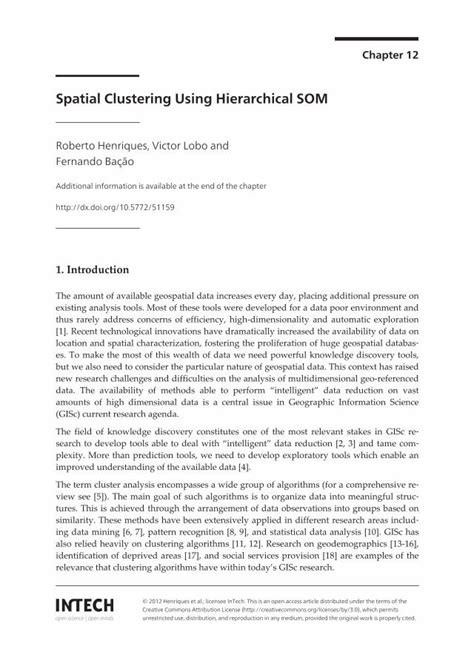 Pdf Spatial Clustering Using Hierarchical Som Techopen