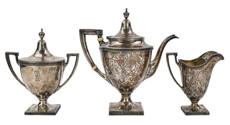 Gorham Neoclassical Sterling 3 Pc Tea Set Auction