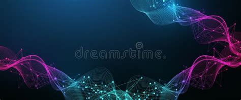 Abstract Dynamic Motion Lines And Dots Connection Background With Plexus Effect Digital