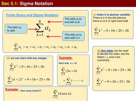 Sec 5 1 Sigma Notation Finite Sums And Sigma Notation Example Ppt Download