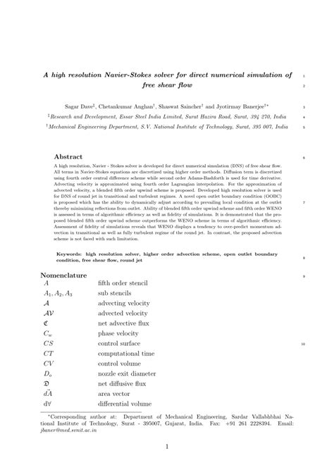 pdf a high resolution navier stokes solver for direct numerical