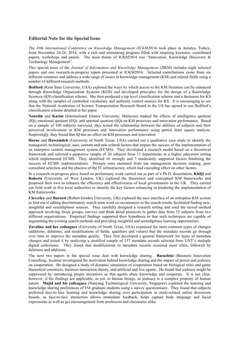 Pdf Editorial Note For The Special Issue