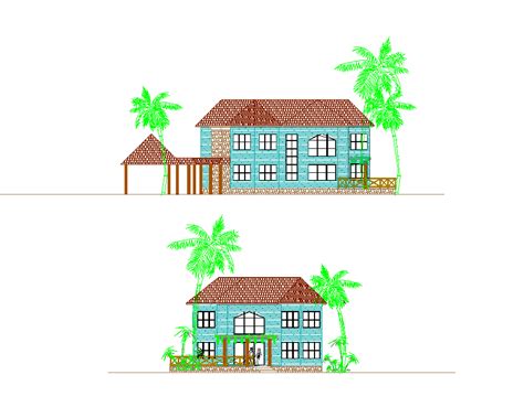 Housing Building Structure Detail Elevation 2d View Layout File