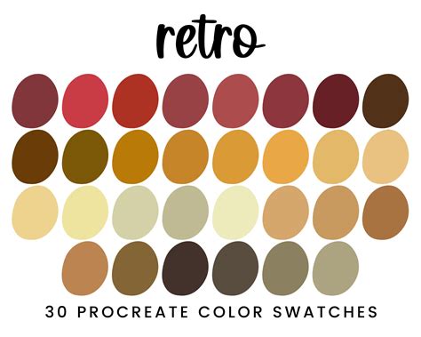 Retro Procreate Color Palette Swatches Instant Download Etsy Artofit