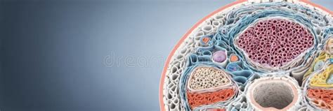 Stylized Anatomical Cross Section Showcasing Detailed Structures With Clear Labeling And A