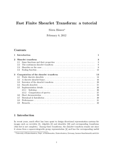 Pdf Fast Finite Shearlet Transform A Tutorial