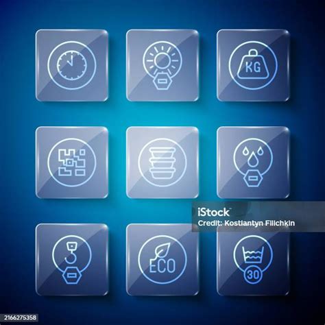 세트 라인 산업용 후크 리프 에코 기호 온도 세척 무게 그릇 Qr 코드 시계 및 물방울 금지 아이콘 벡터 30에 대한 스톡 벡터 아트 및 기타 이미지 Istock